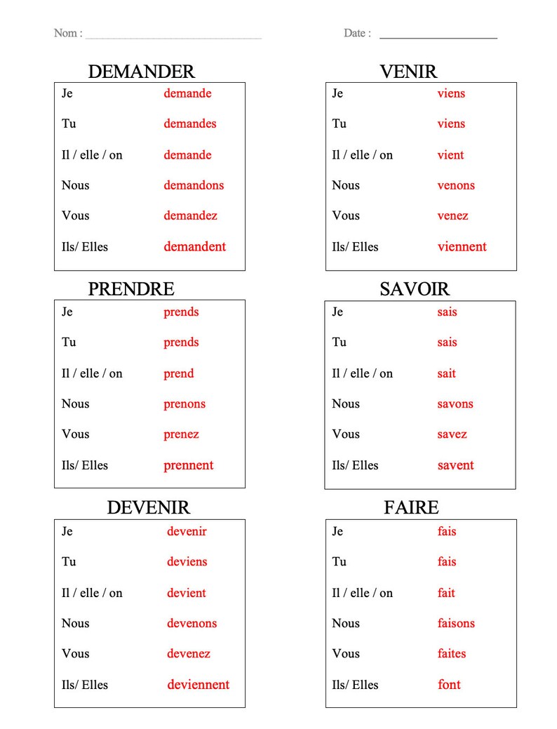 Le Présent Teacher Worksheets and Activities - Etsy