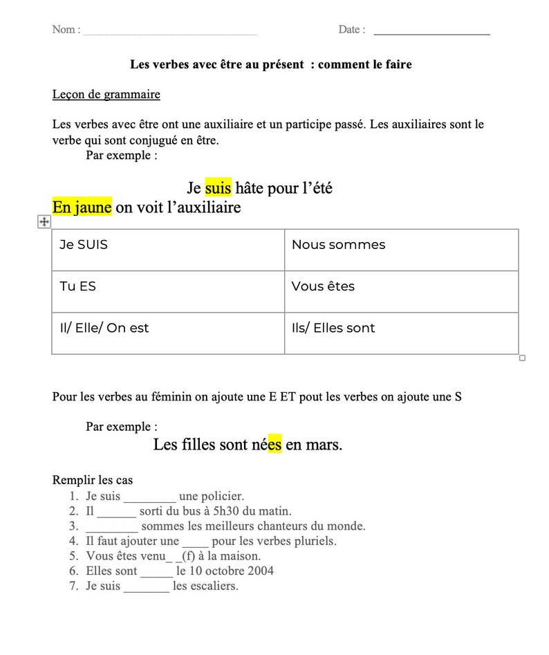 Le Présent Teacher Worksheets and Activities - Etsy