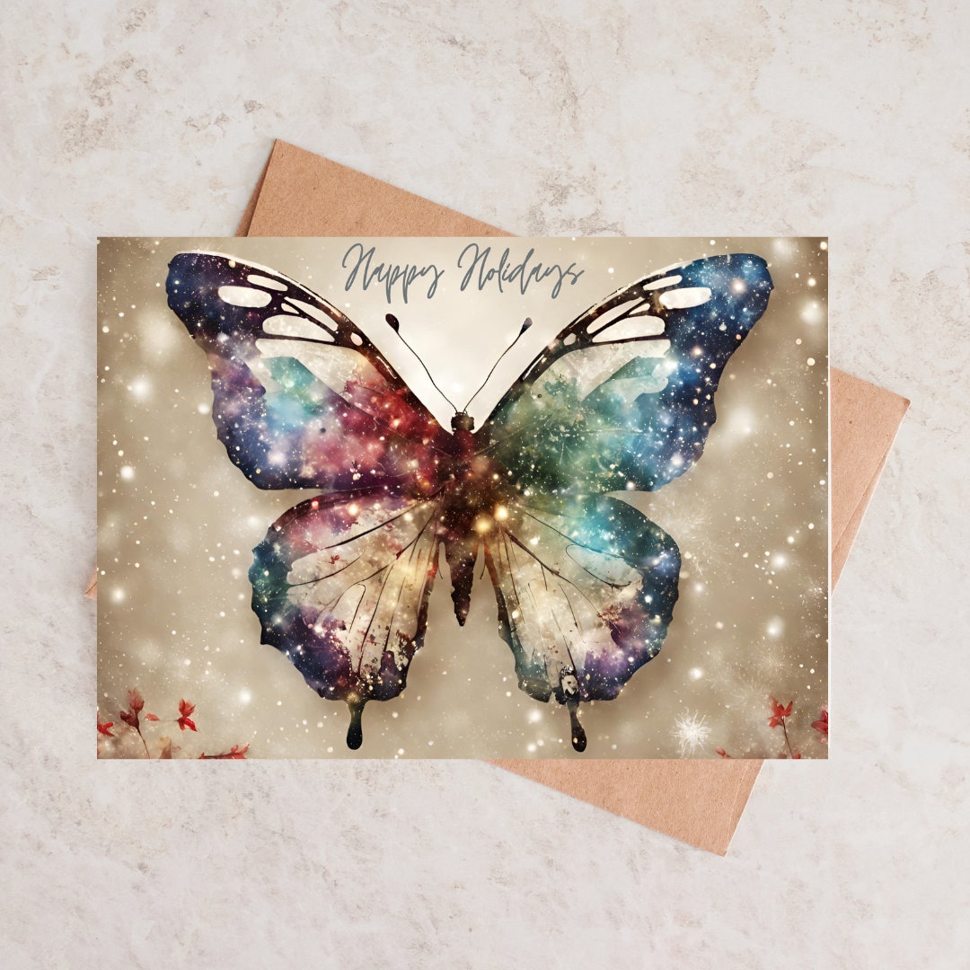 Christmas Butterfly Card 5x7 Digital Download-one of a Kind - Etsy
