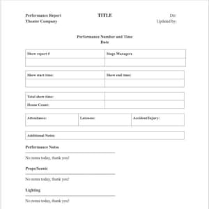 Performance Report Template - Etsy