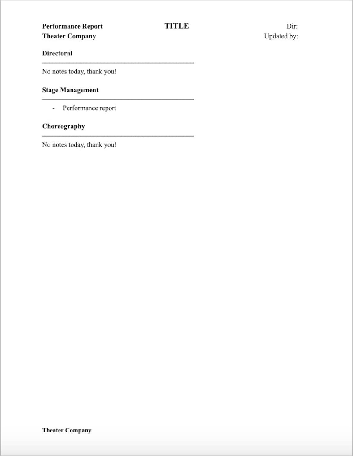 Performance Report Template - Etsy