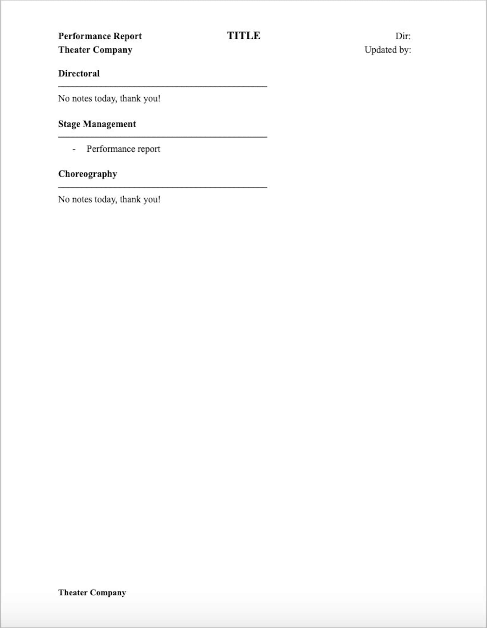Performance Report Template - Etsy