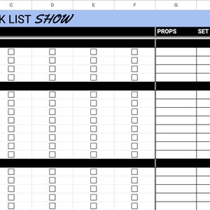 Preshow Checklist Template - Etsy