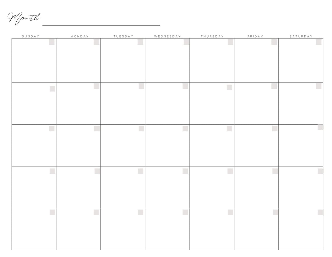 Simple, Universal Calendar Template - Etsy