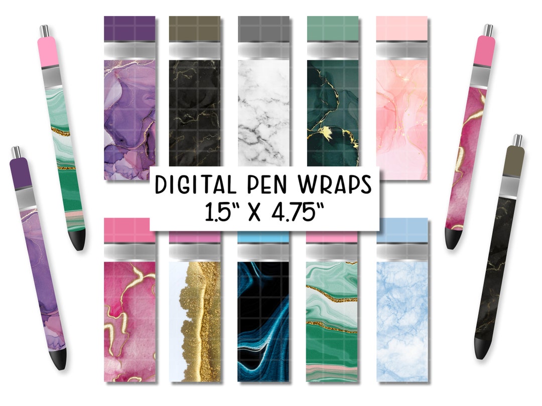 Marble Pencil Pen Wrap || PNG || Seamless Pen Wrap || Glitter Pen Wrap ...