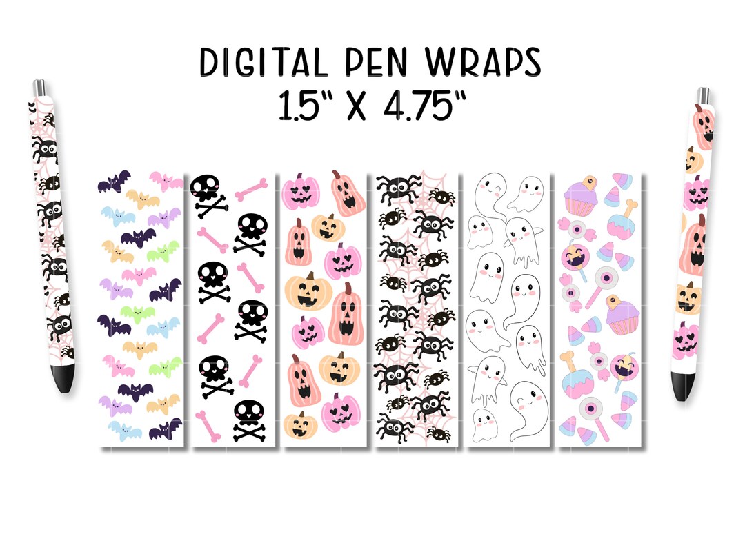 Cute Halloween Pen Wraps || Halloween PNG || Pastel Halloween Pen Wraps ...