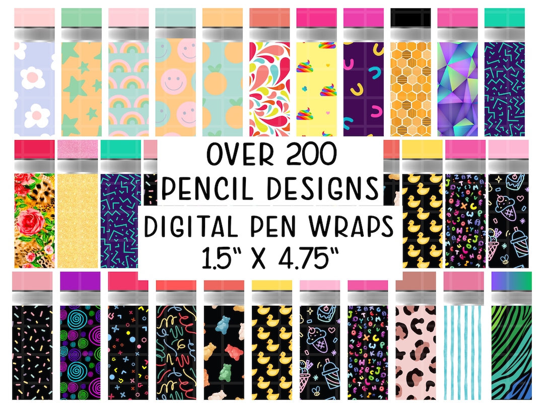 200+ Digital PNG Pencil Pen Wrap Bundle || Pen Wrap Sublimation Designs ...