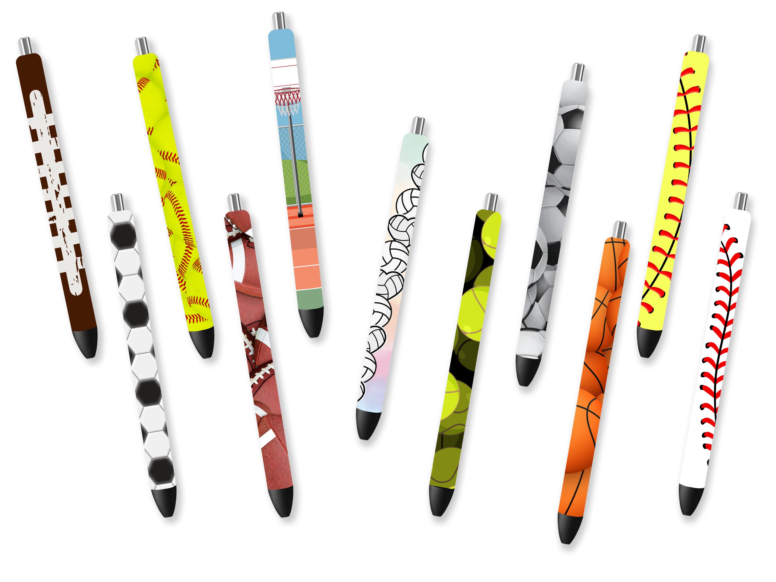 Sport Pens Wrap Bundle || 32 PNG Files || Football, Baseball, Soccer ...