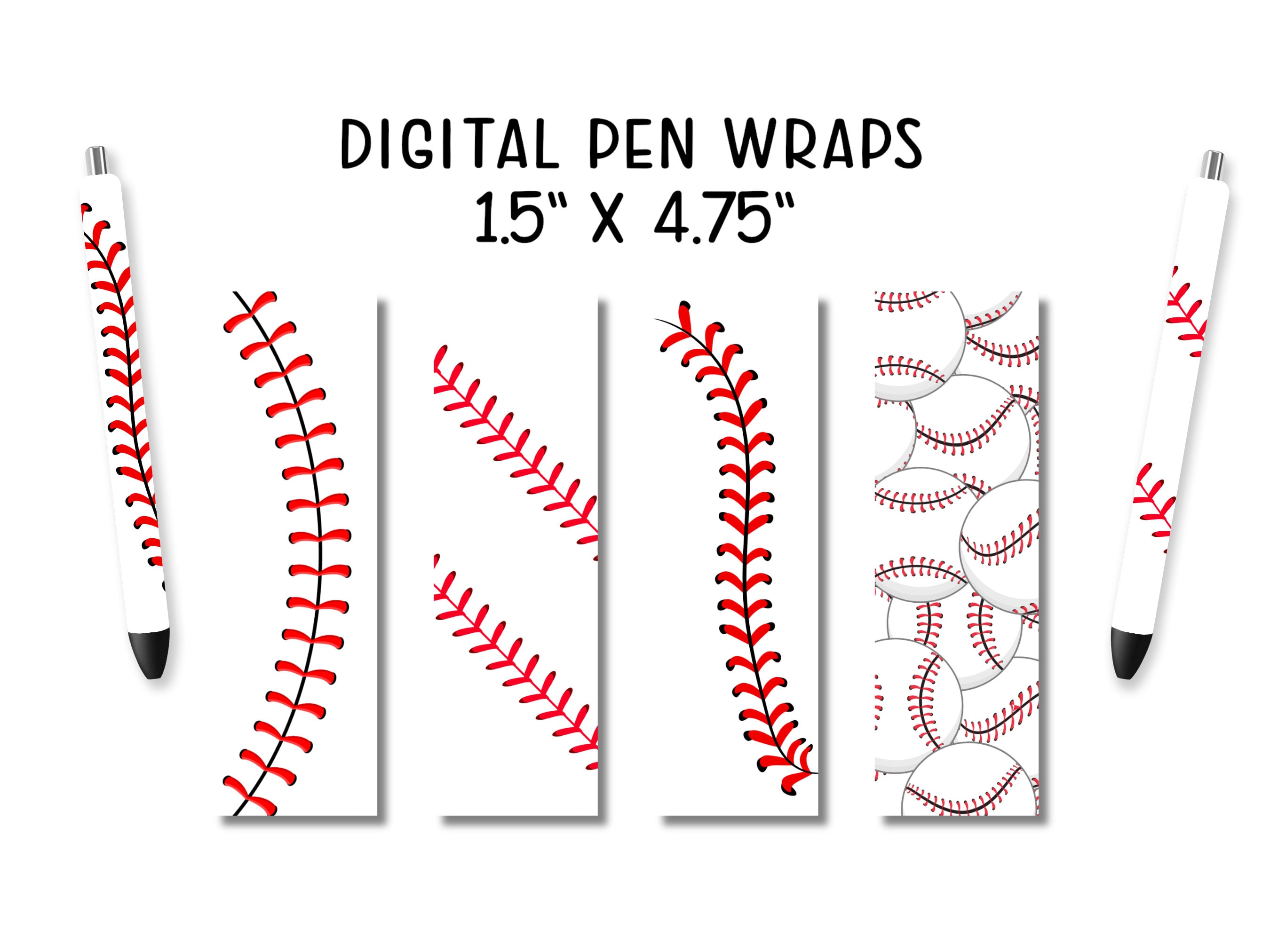 Baseball Pen Wraps || PNG || Seamless Pen Wrap || Glitter Pen Wrap ...