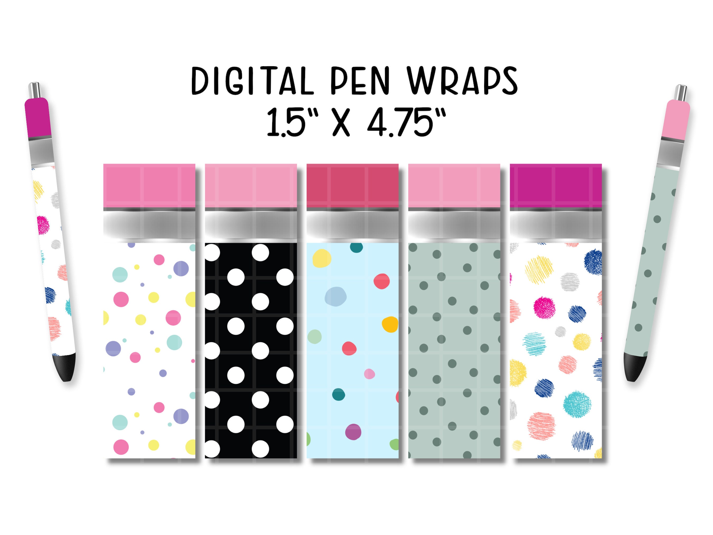 Polka Dot Pencil Pen Wrap || PNG || Seamless Pen Wrap || Glitter Pen ...