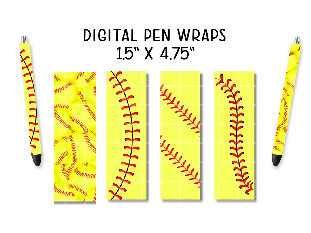 Softball Pen Wraps || PNG || Seamless Pen Wrap || Glitter Pen Wrap ...