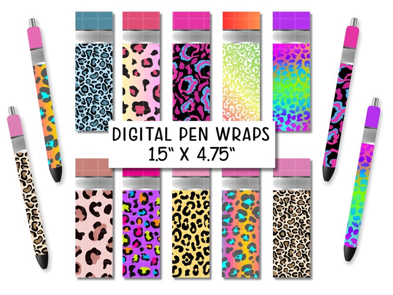Leopard Pencil Pen Wrap || PNG || Animal Print Pen Wrap || Glitter Pen ...