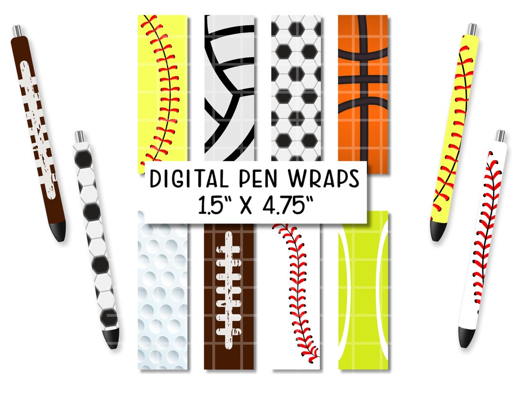 Sports Balls Pen Wrap Bundle || PNG || Football, Baseball, Soccer ...