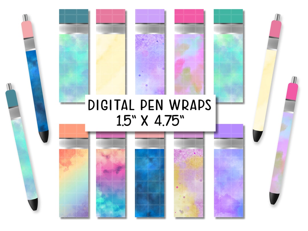 Watercolor Pencil Pen Wrap || PNG || Seamless Pen Wrap || Glitter Pen ...
