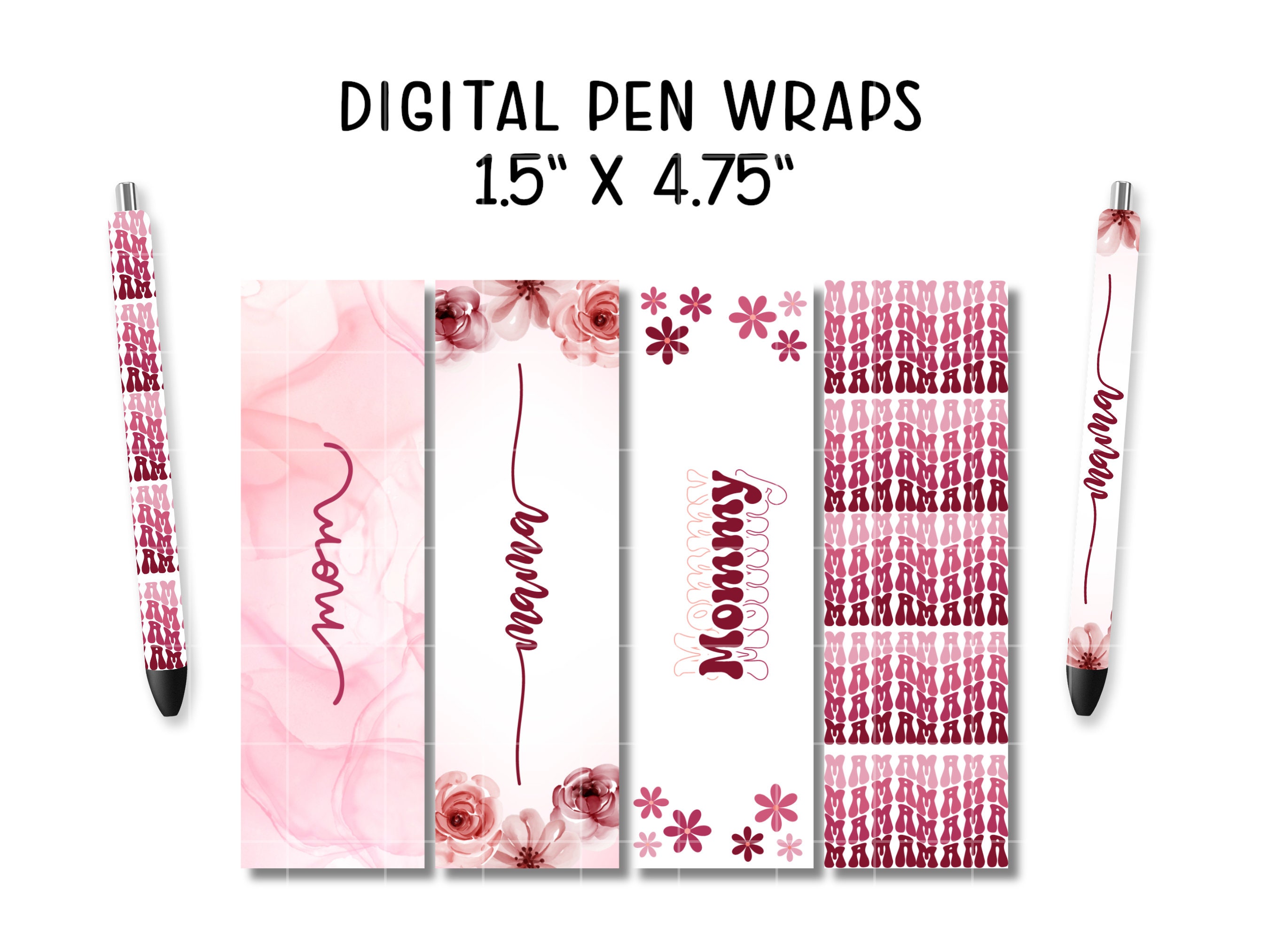Maroon & Pink Mom Pen Wraps || Mother's Day Pen Wrap || Mommy Pen Wrap ...