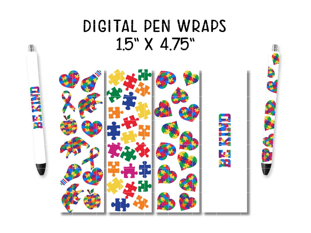 Autism Pen Wraps || Autism Awareness Pen Wrap || Glitter Pen Wrap ...
