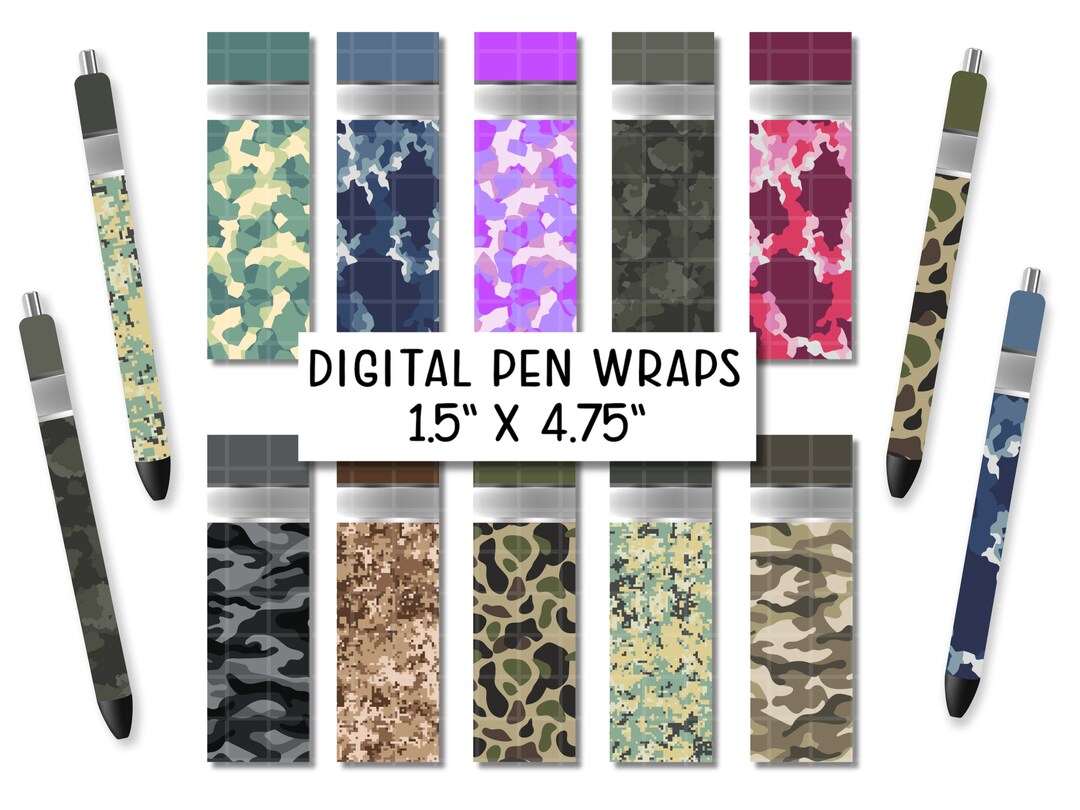 Camo Pencil Pen Wrap || PNG || Seamless Pen Wrap || Glitter Pen Wrap ...