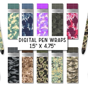 Camo Pencil Pen Wrap || PNG || Seamless Pen Wrap || Glitter Pen Wrap ...
