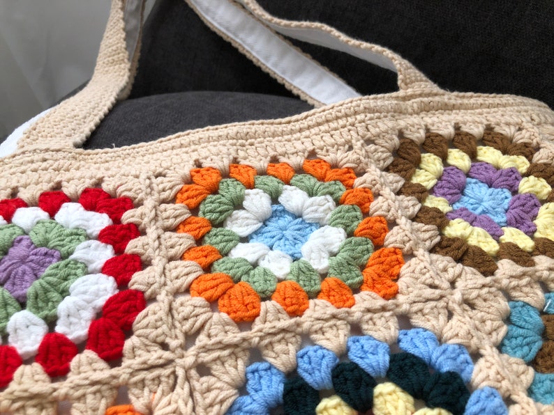 Crochet XL Tote Bag Granny Square Shoulder Bag Crochet - Etsy