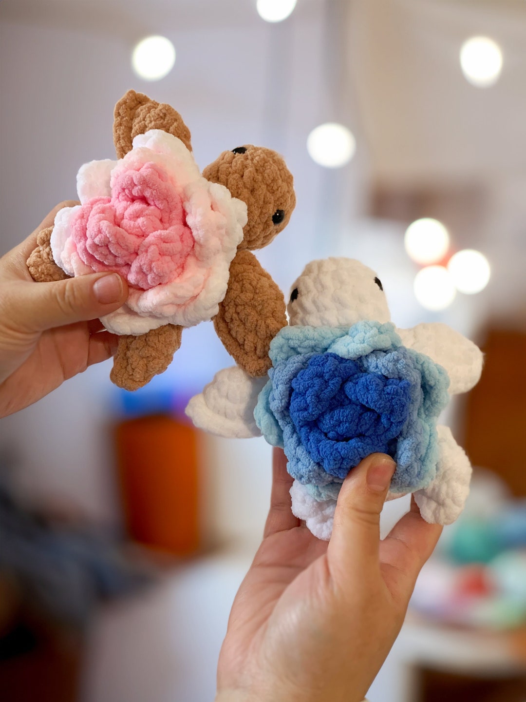 Plushies Rose Sea Turtle Crochet Kawaii Amigurumi Flower Low Sew Turtle ...