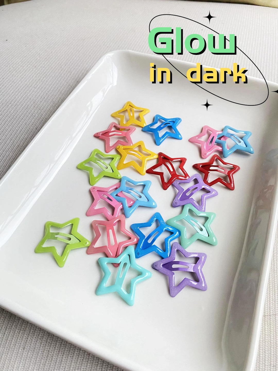 Glow in the Dark Star Hair Clips: Y2K Goth Punk Barrettes (2pcs) - Etsy