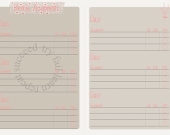 Weekly Assignment Planner - Etsy