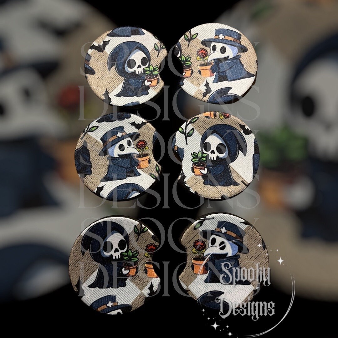 Grim Reaper Plague Doctor Plant Lover Car Coaster Set of Two - Etsy