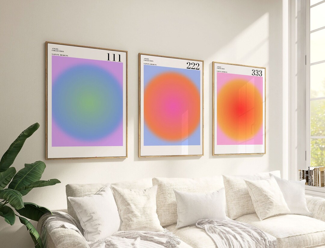 Angel Number Poster Positive Aura Poster Set Gradient Print - Etsy