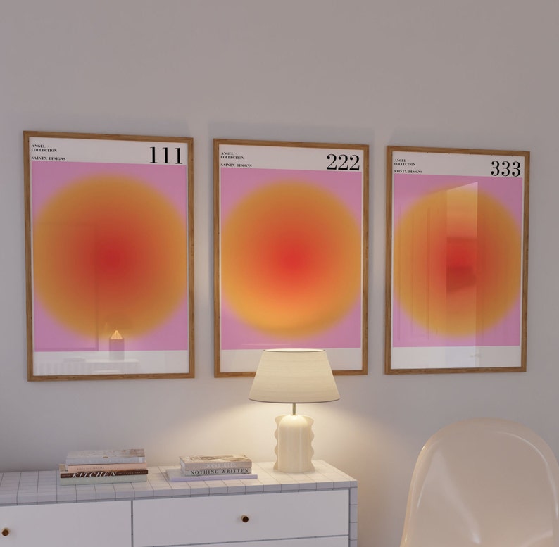 Set of 3 Poster Set Angel Number Poster Positive Aura Poster - Etsy