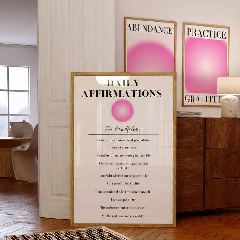 Set of 3 Affirmation Poster, Gradient Print, Set of 3 Poster, Decor ...