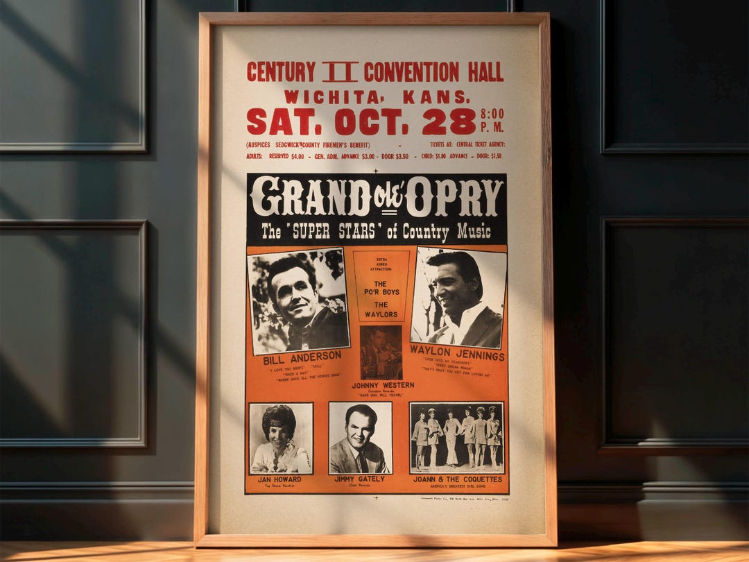 Waylon Jennings - 1972 Superstars of Country Music Concert Poster ...