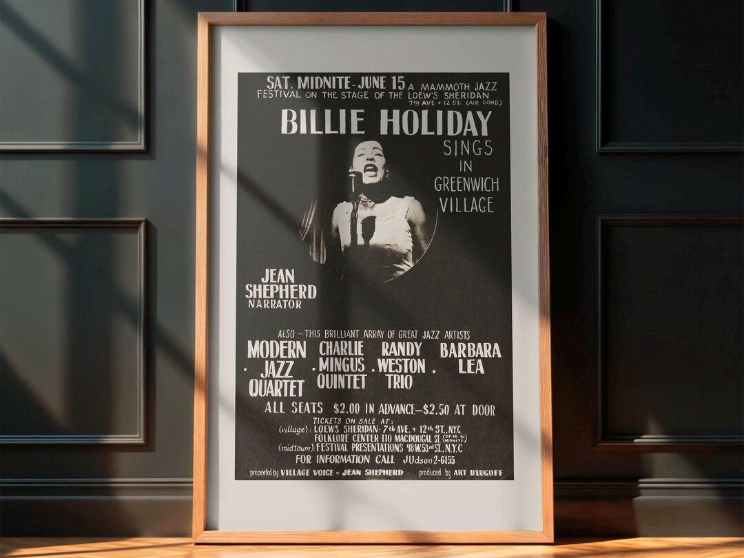 Vintage Jazz Poster, Billie Holiday Concert, Jazz Music Memorabilia ...