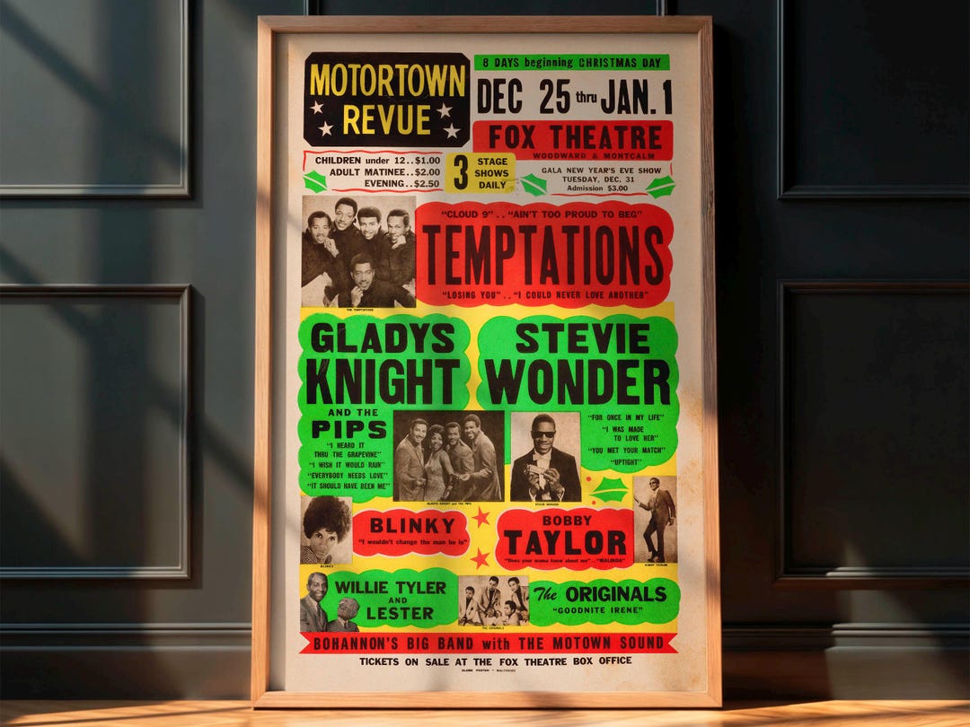 Extremely Rare Temptations X Stevie Wonder Poster - 1968 Detroit ...