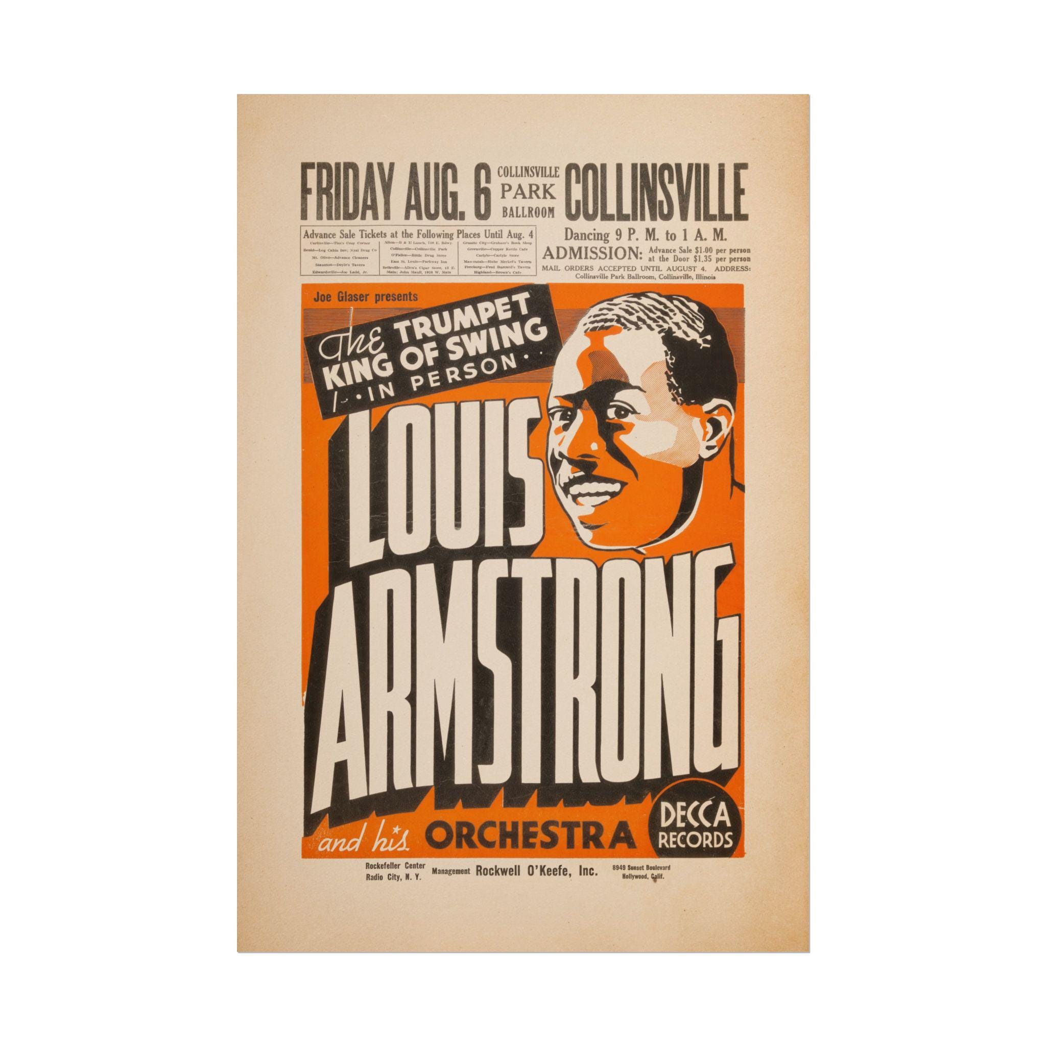 Very Rare Louis Armstrong 1937 Concert Poster - Etsy