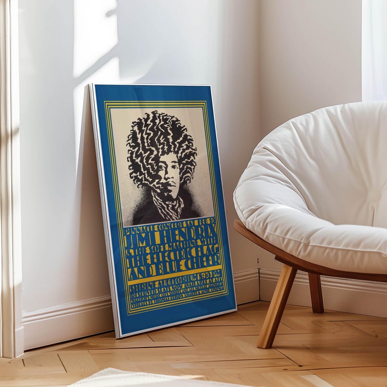 Jimi Hendrix Iconic 1968 Concert Poster - Psychedelic Rock Wall Art - Etsy