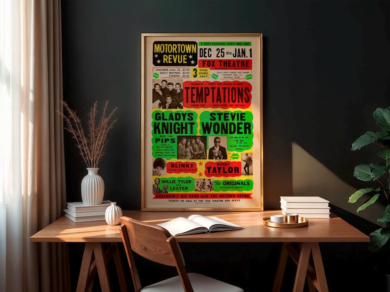 Extremely Rare Temptations X Stevie Wonder Poster - 1968 Detroit ...