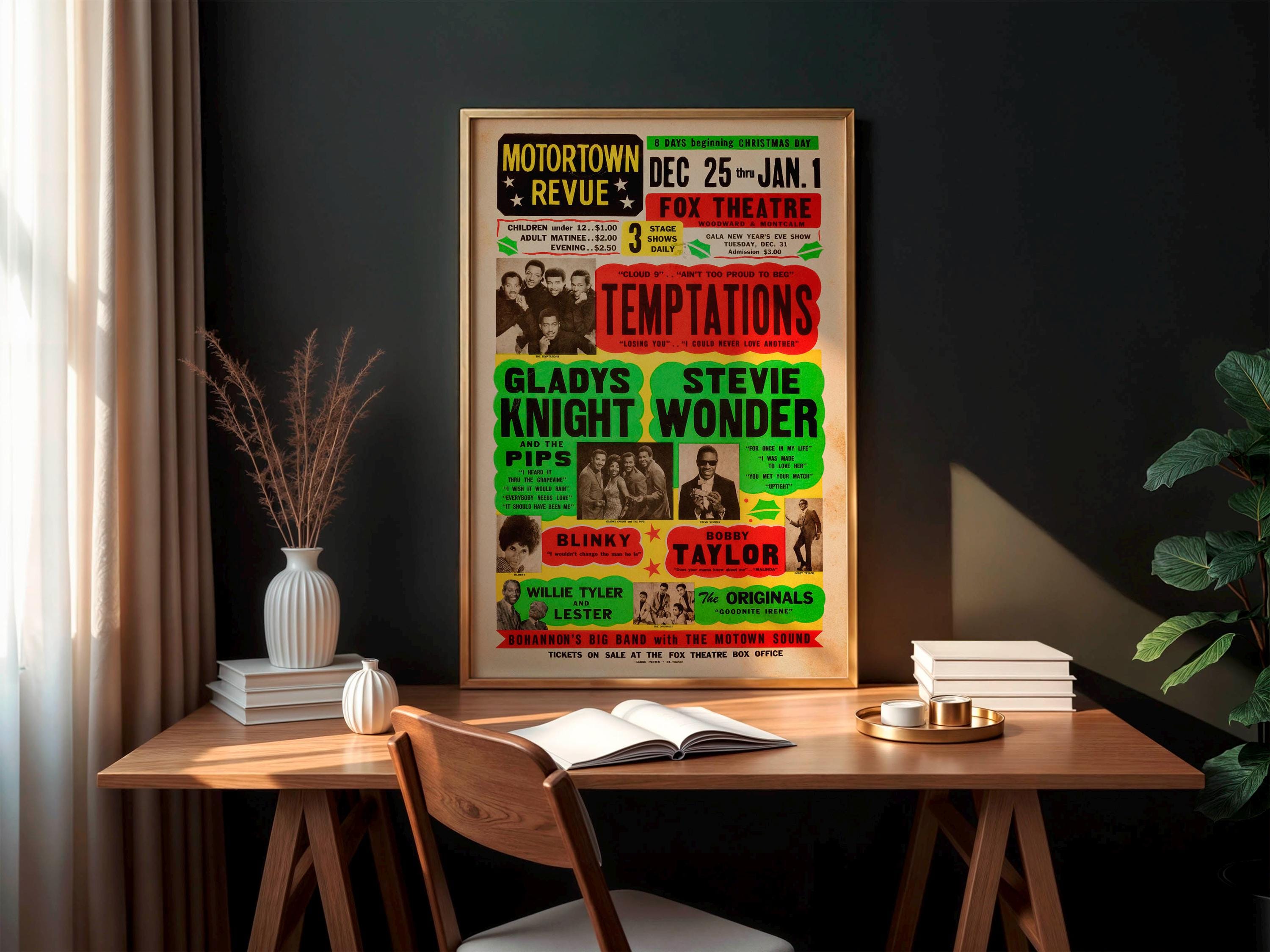 Extremely Rare Temptations X Stevie Wonder Poster - 1968 Detroit ...