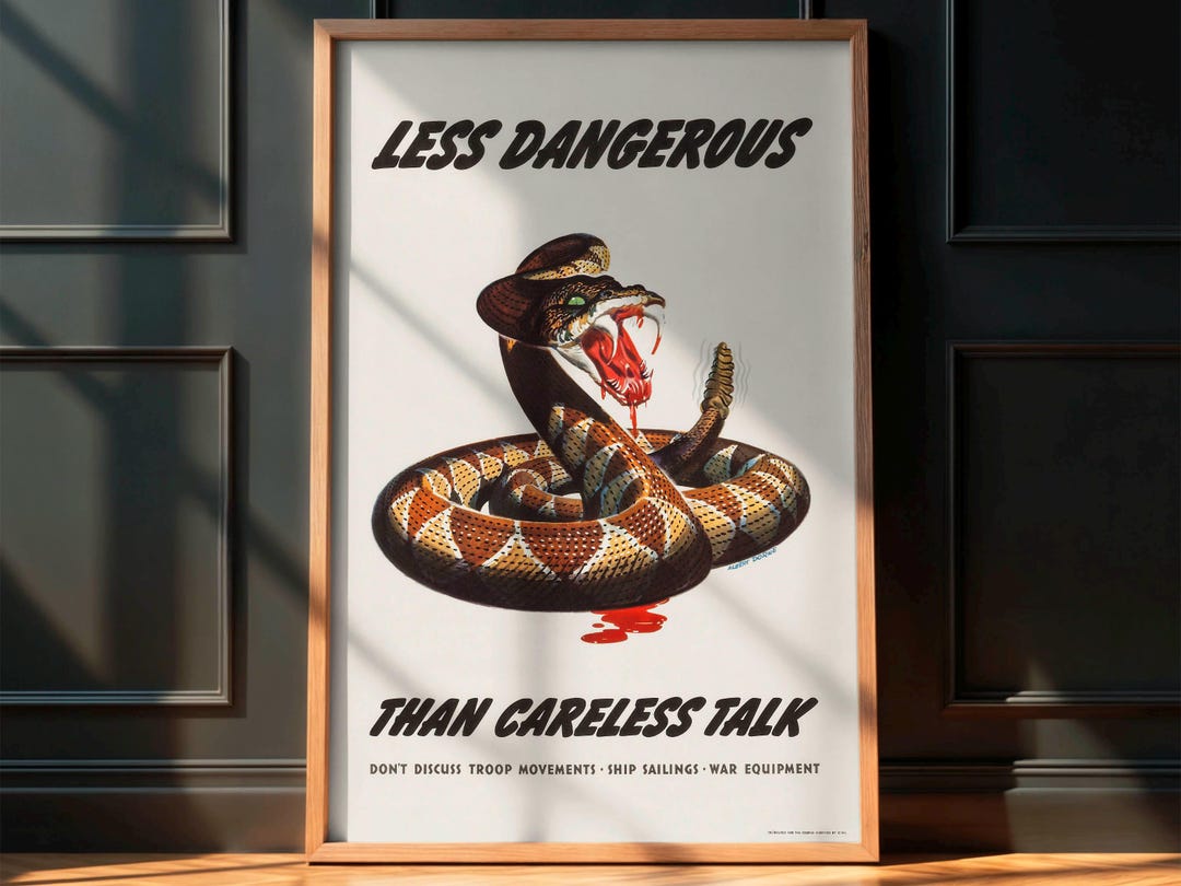 Rare Vintage Poster, WWII Propaganda, Careless Talk Wartime Military ...