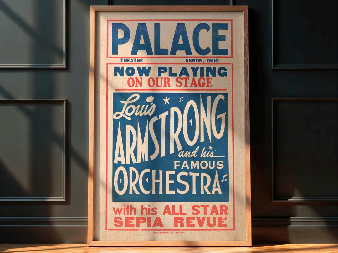 Rare Vintage Jazz Poster, Louis Armstrong 1930's Concert, Jazz Music ...