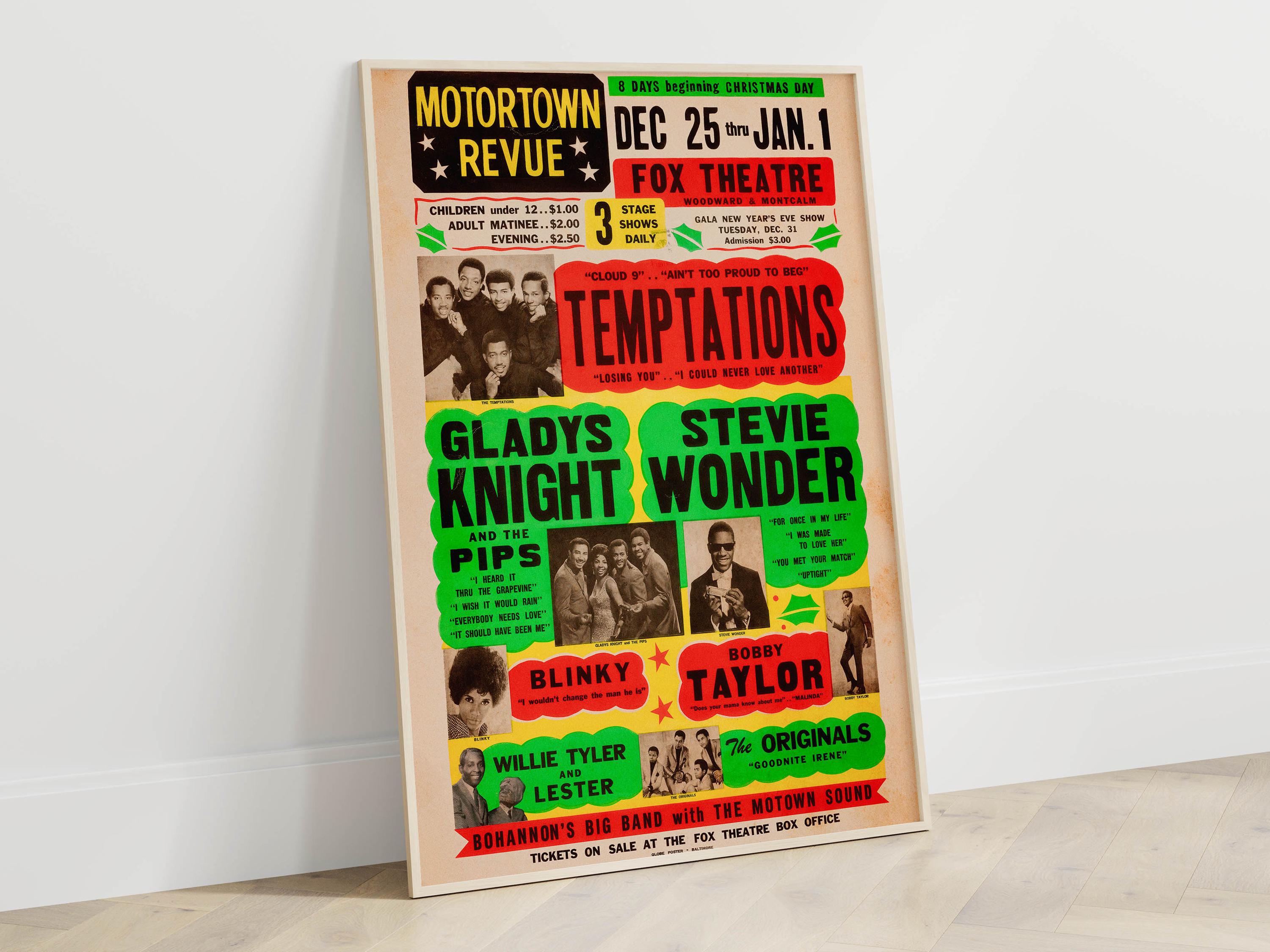Extremely Rare Temptations X Stevie Wonder Poster - 1968 Detroit ...