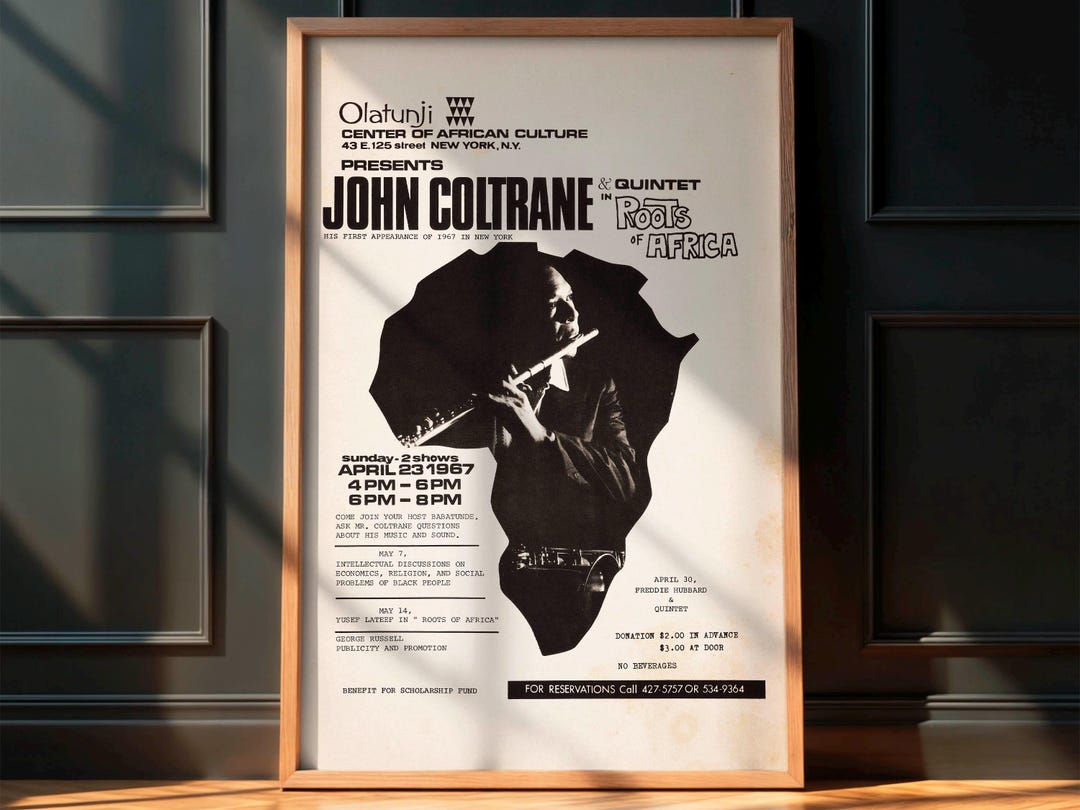 Very Rare John Coltrane Poster - 1967 Olatunji Concert - Iconic Jazz ...