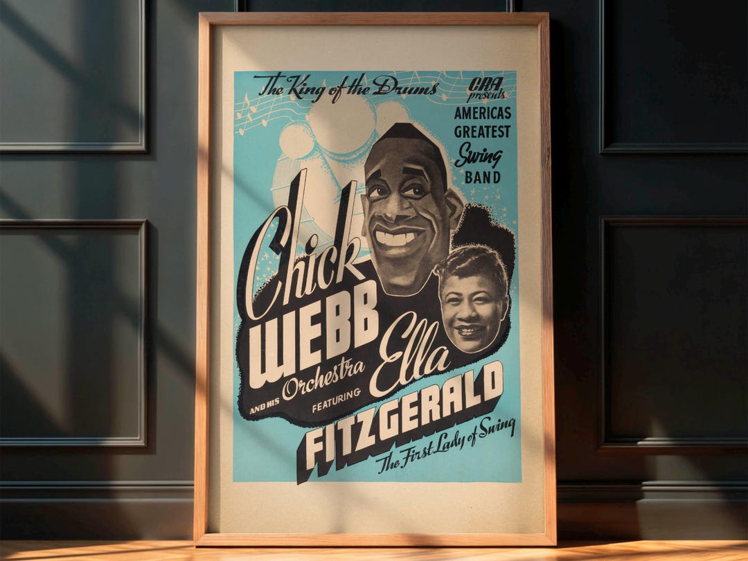 Ella Fitzgerald × Chick Webb - Swing Era Concert Poster (late 1930s ...