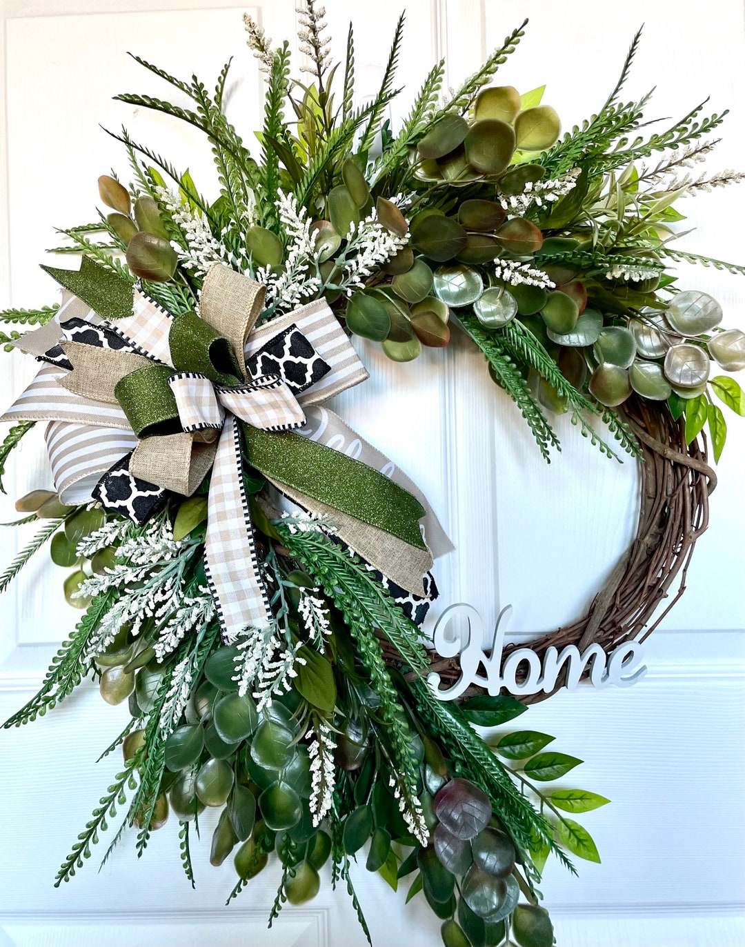 Spring Greenery Wreath for Front Door, Unique Greenery Wreath, Every ...