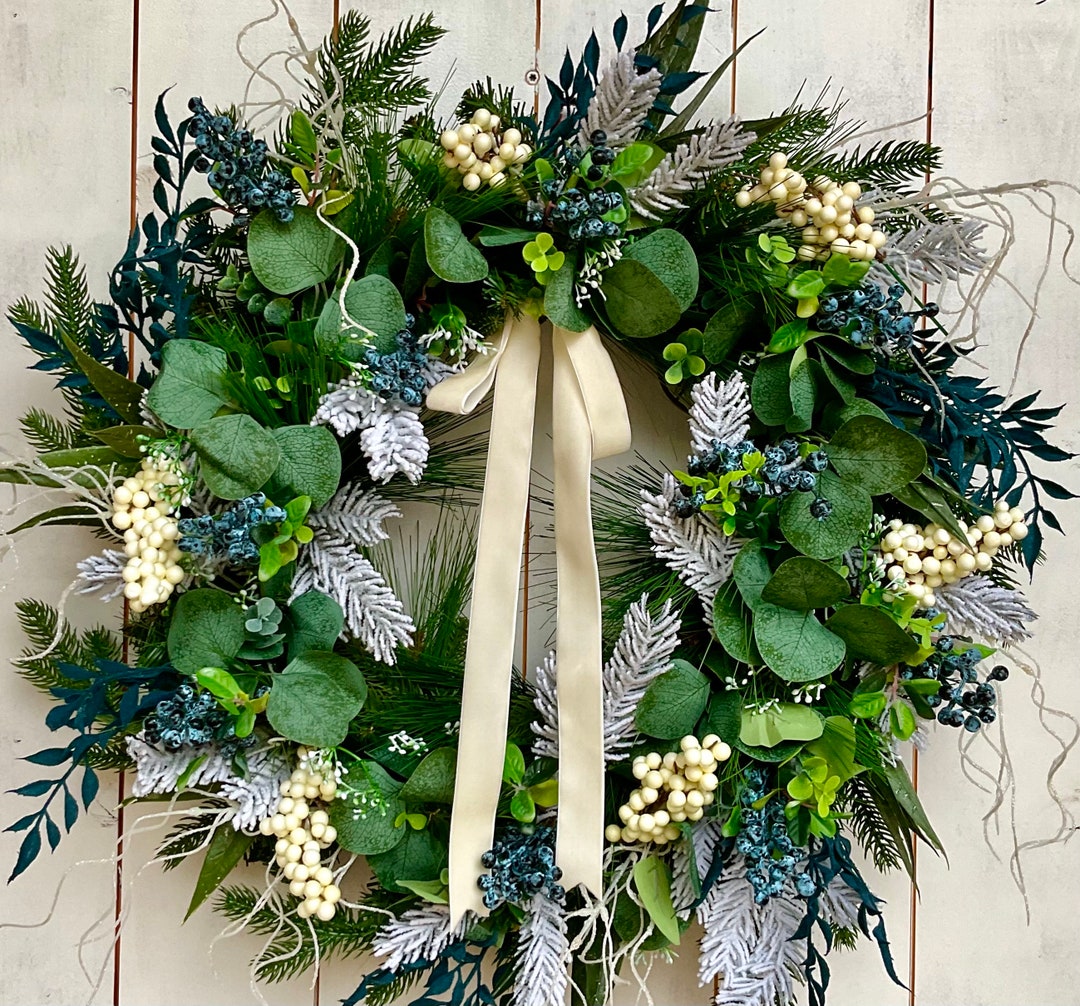 Christmas Wreath Holiday Wreath Blue Berry Wreath Woodland - Etsy