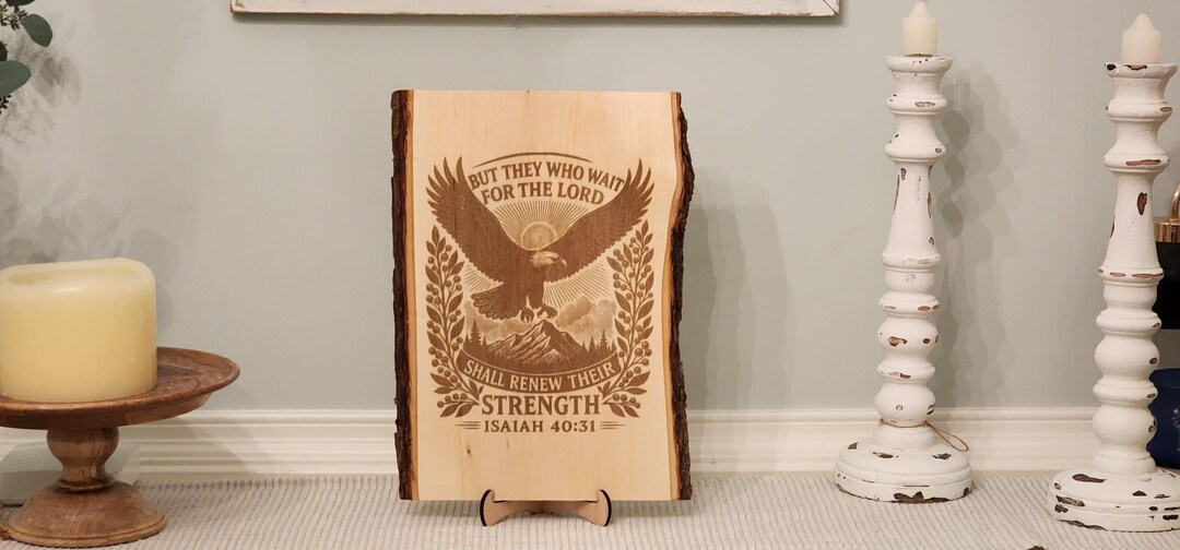 Christian Eagle Bible Verse Wood Sign – Isaiah 40:31 Slab for Desk or ...