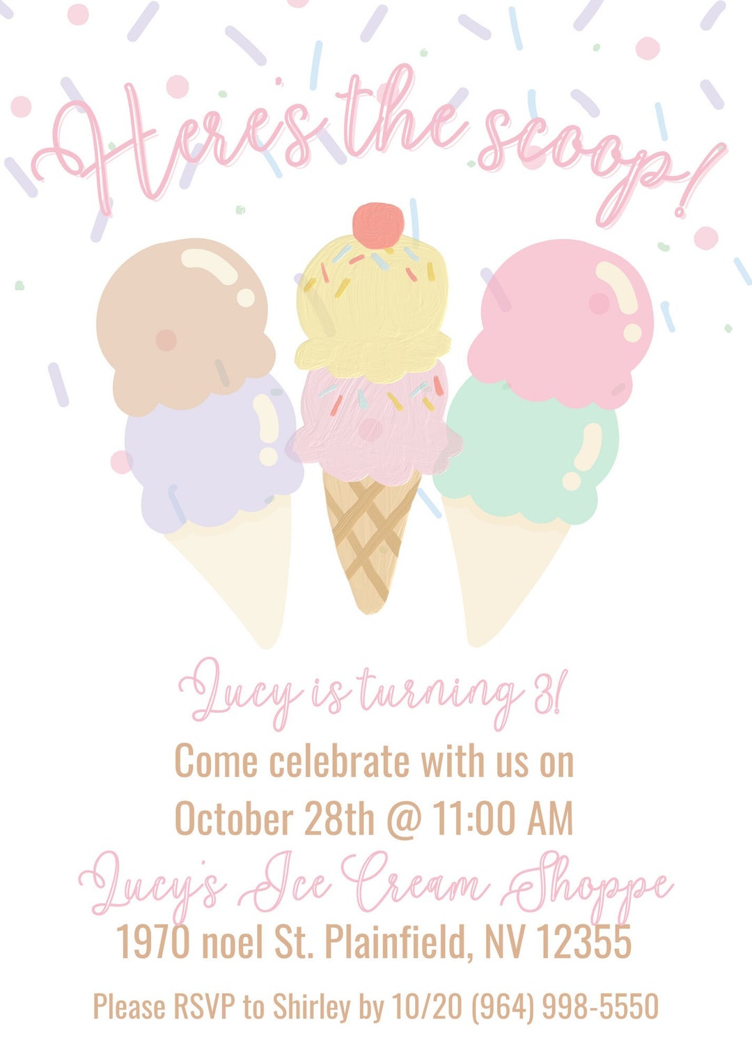 Here's the Scoop Birthday Invitation - Etsy