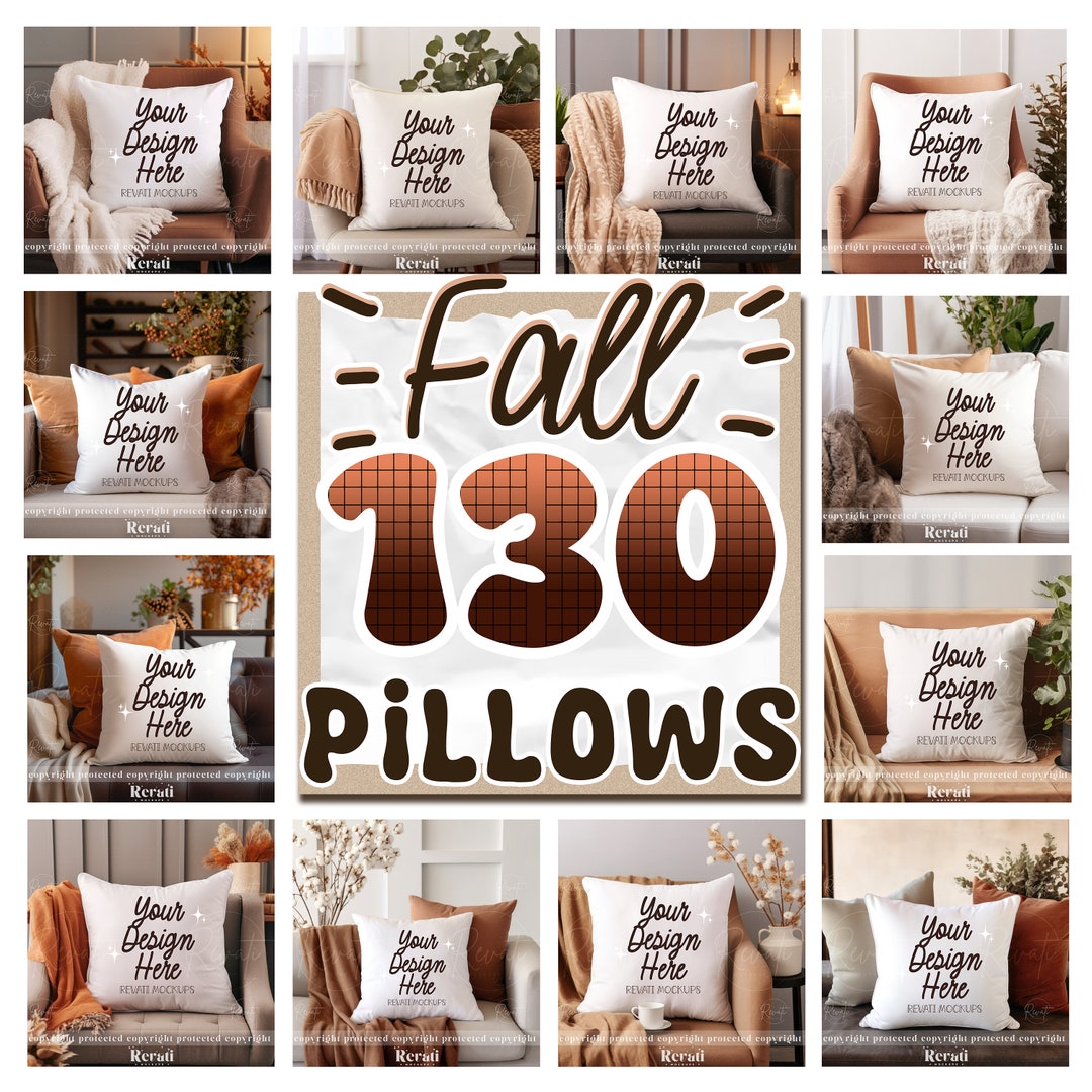 Pillow Mockup Bundle Fall Autumn 130 Pillows| White Blank Pillows ...