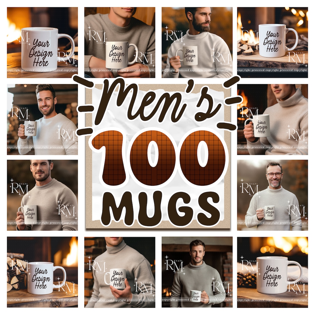 Mens Mug Mockup Bundle of 100 Male Mockup Mug Winter Men's Christmas ...