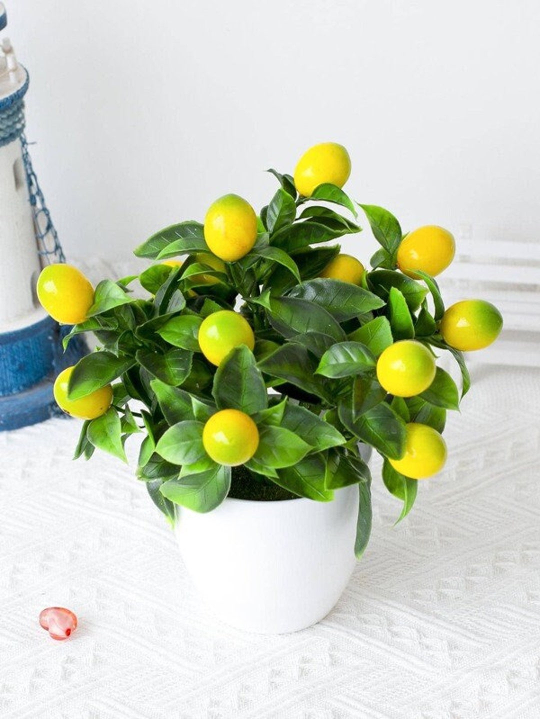 10inch Artificial Lemon Tree Potted Plants Mini Greenery Lemon Fruit ...