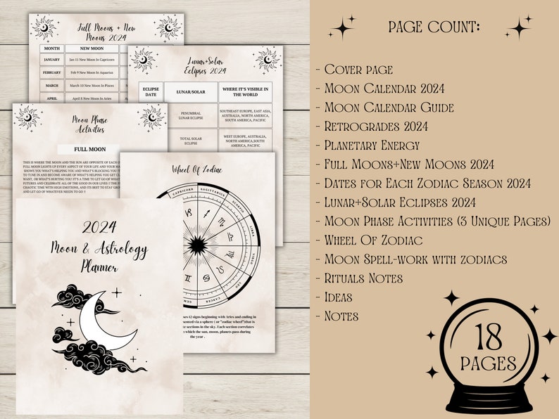 2024 Witch Moon Planner, Wiccan Moon Planner, Moon Phases Journal ...